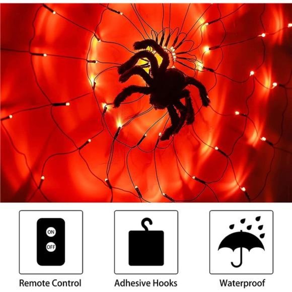 Holiday | 12 Led 492ft Giant Spider Web Lights With Hairy Spider And ...